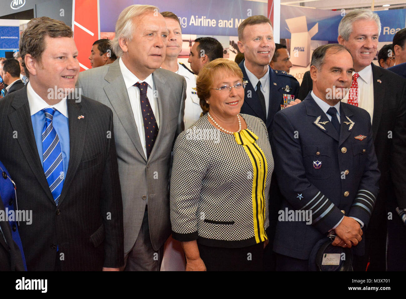 Chilean President Michelle Bachelet poses for a photo with (from left ...