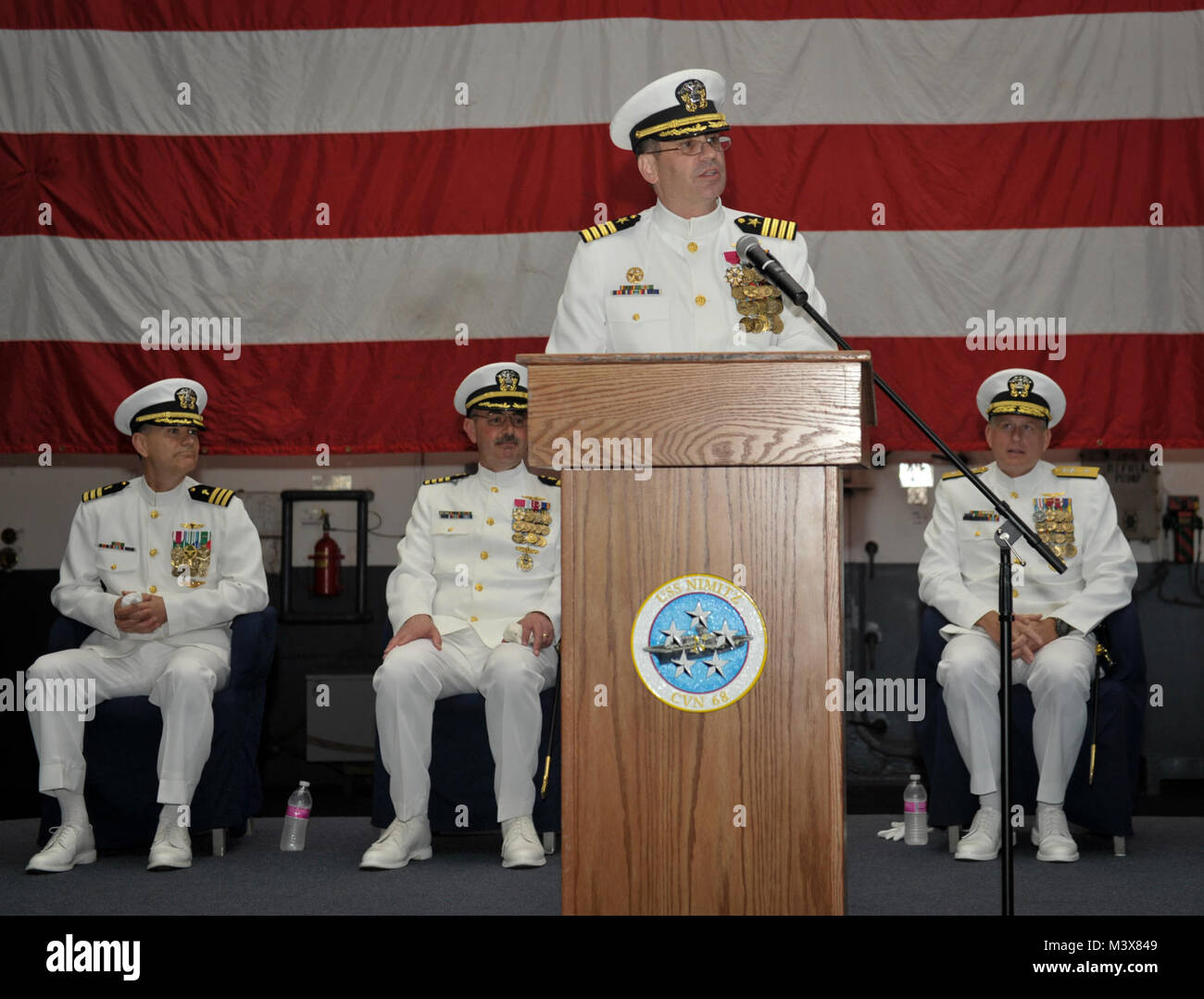 EVERETT, Wash. (July 8, 2014) Capt. Jeff Ruth speaks during a change of ...