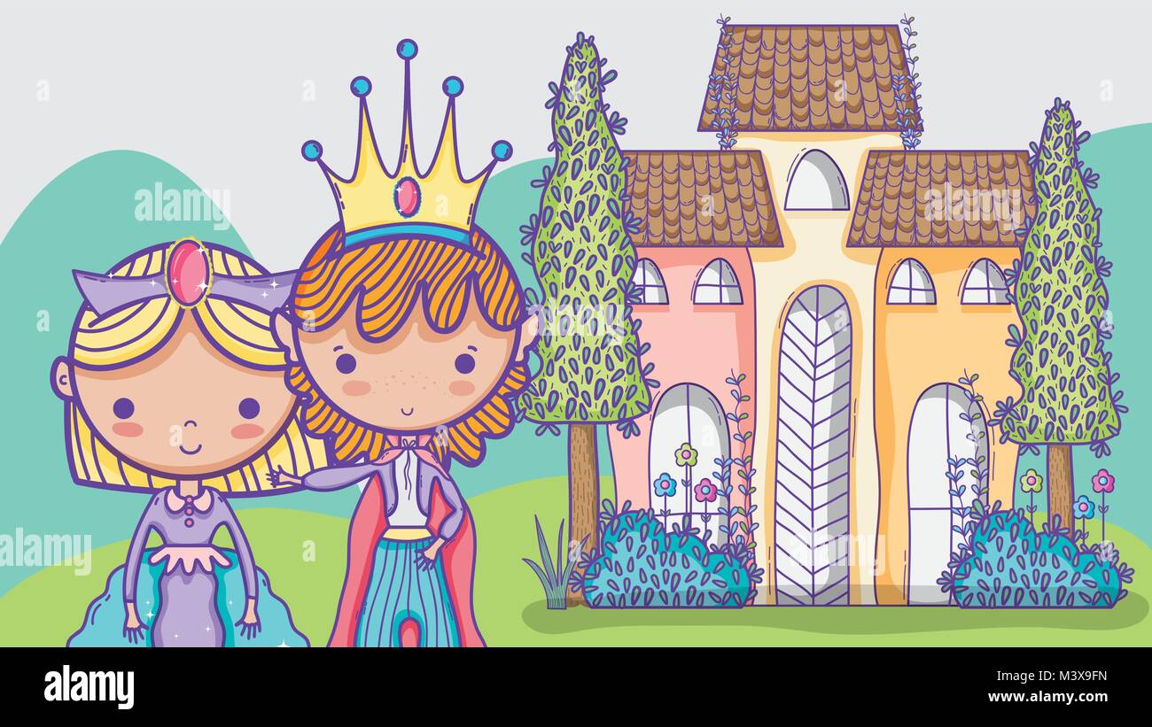 Princesses in magic world cartoon man with sunglasses and dollar symbol ...