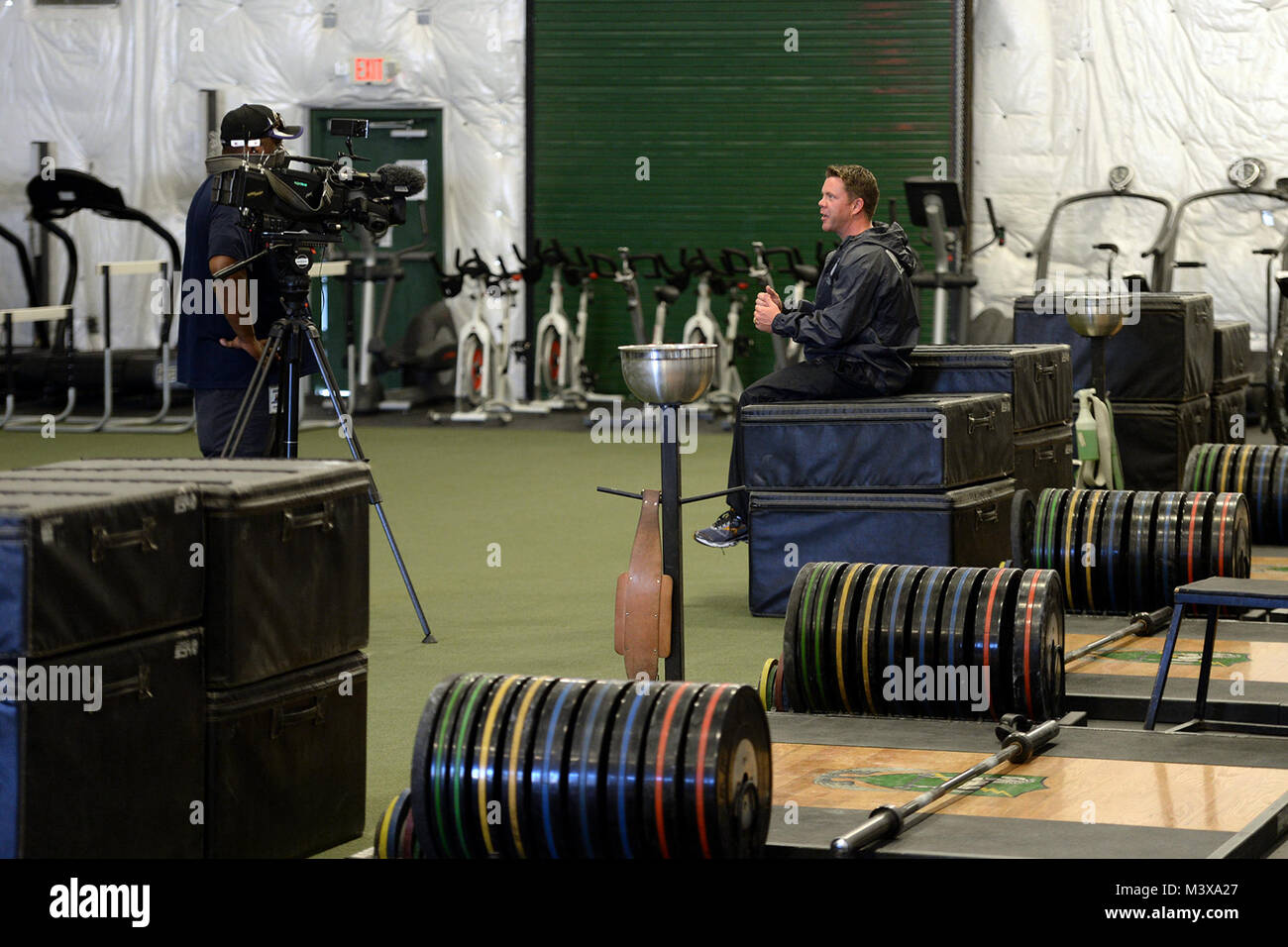 Army Sgt. First Class Joshua Bendell gives gives and interview during ...