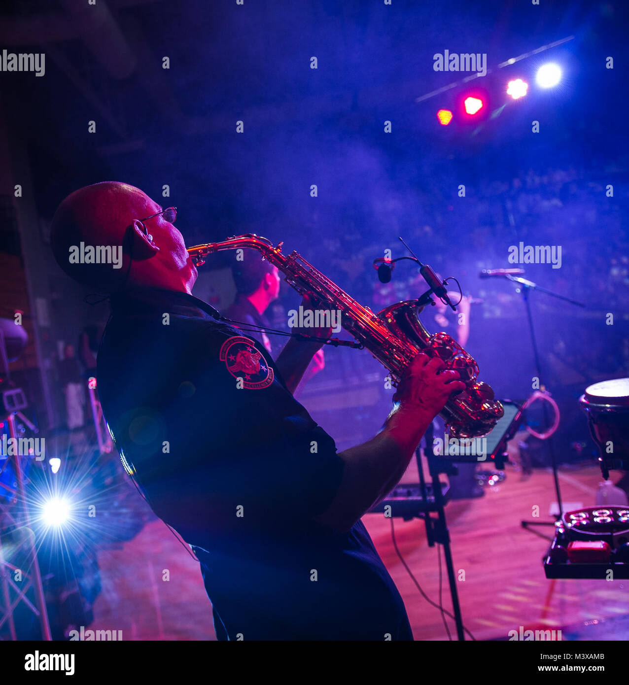 Master Sgt. Tyler Selden plays during a performance at West Ashley High ...