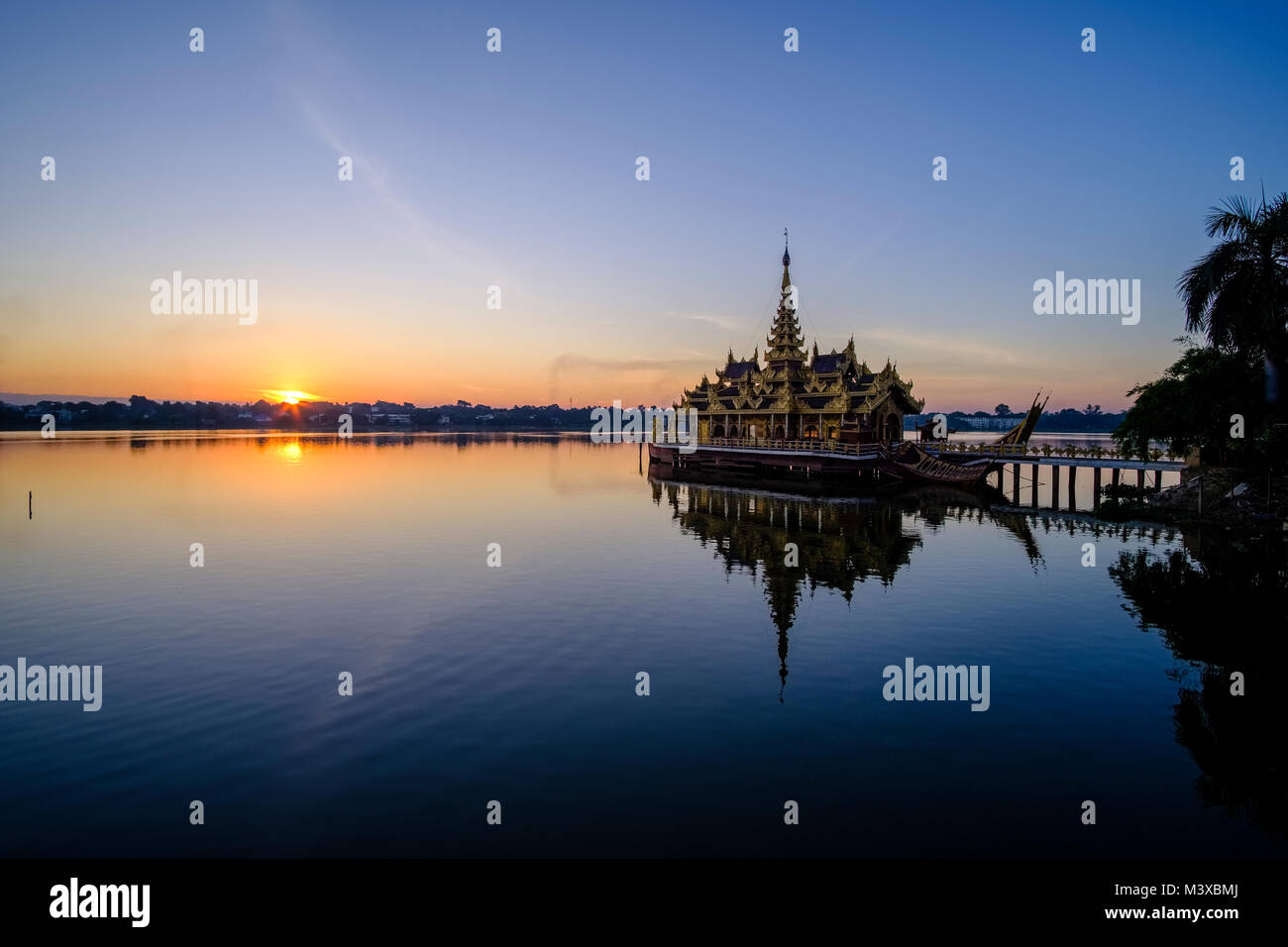 The Pyi Gyi Mon Royal Barge, a swimming restaurant, is floating on ...