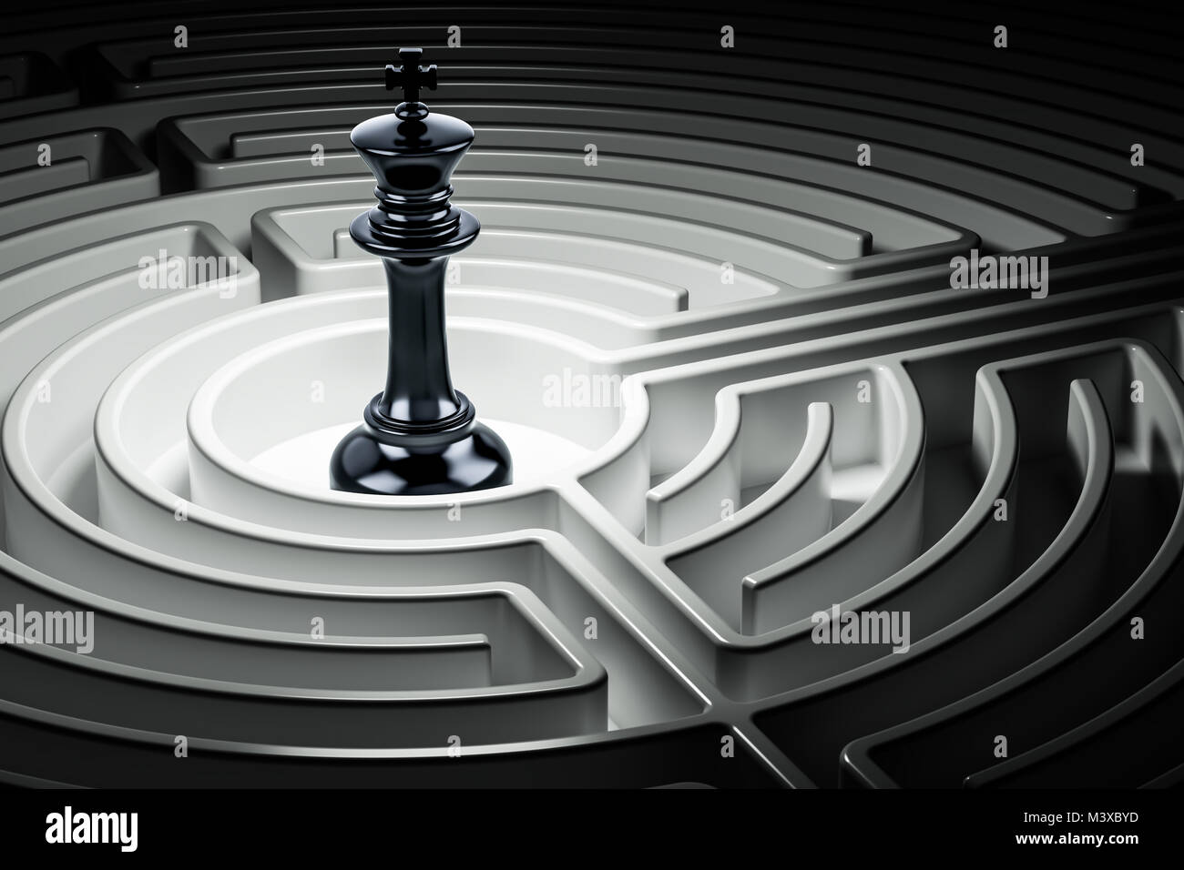 Chess king inside labyrinth maze, 3D rendering Stock Photo - Alamy