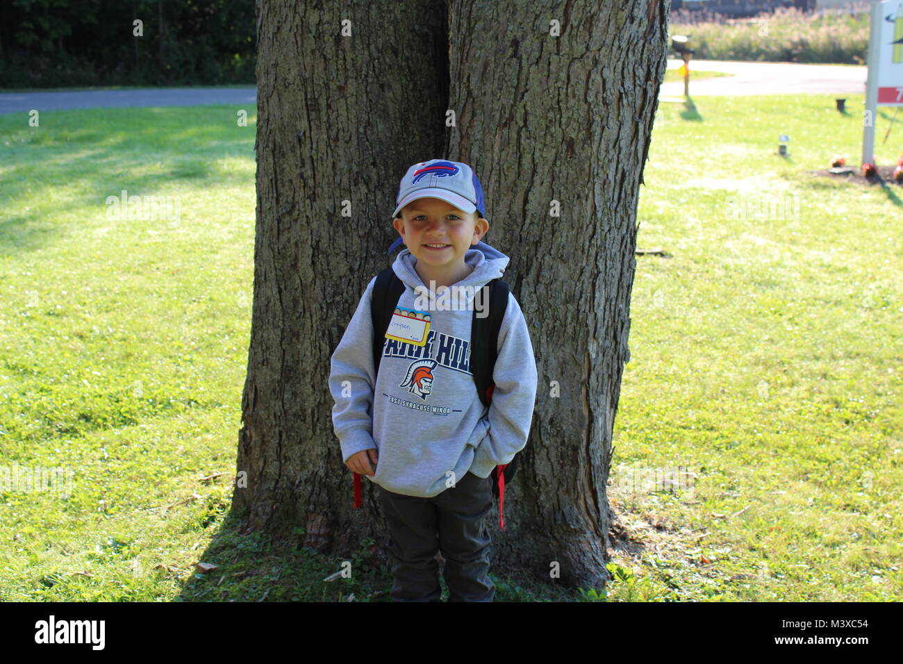 first day of school for 4 year old boy Stock Photo - Alamy
