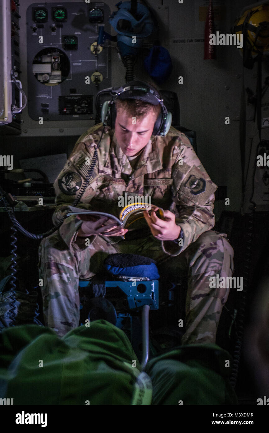 U.S. Air Force Senior Airman Connor Shoemaker, a loadmaster assigned to ...