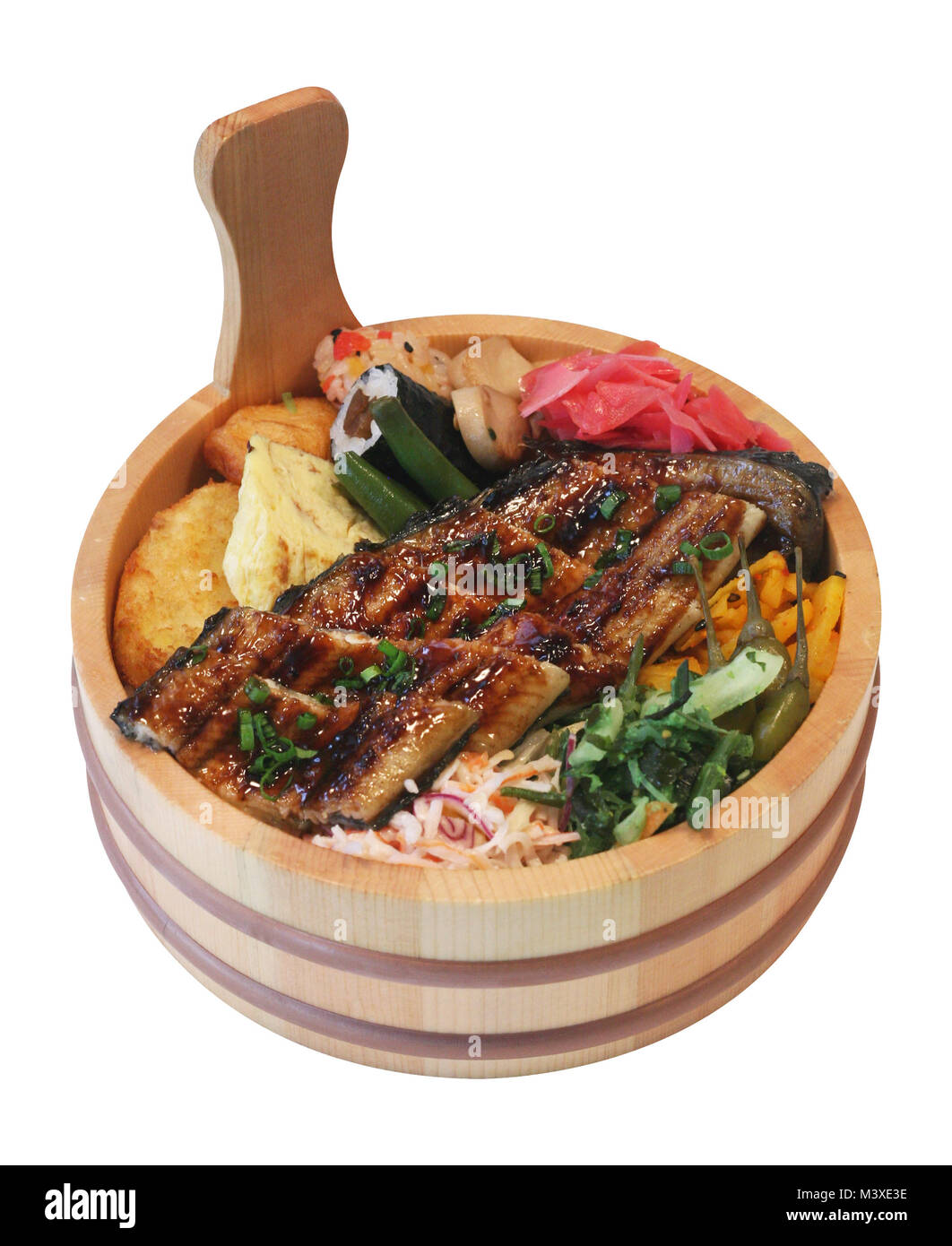 Rice with Grilled Eel isolated on white background Stock Photo - Alamy