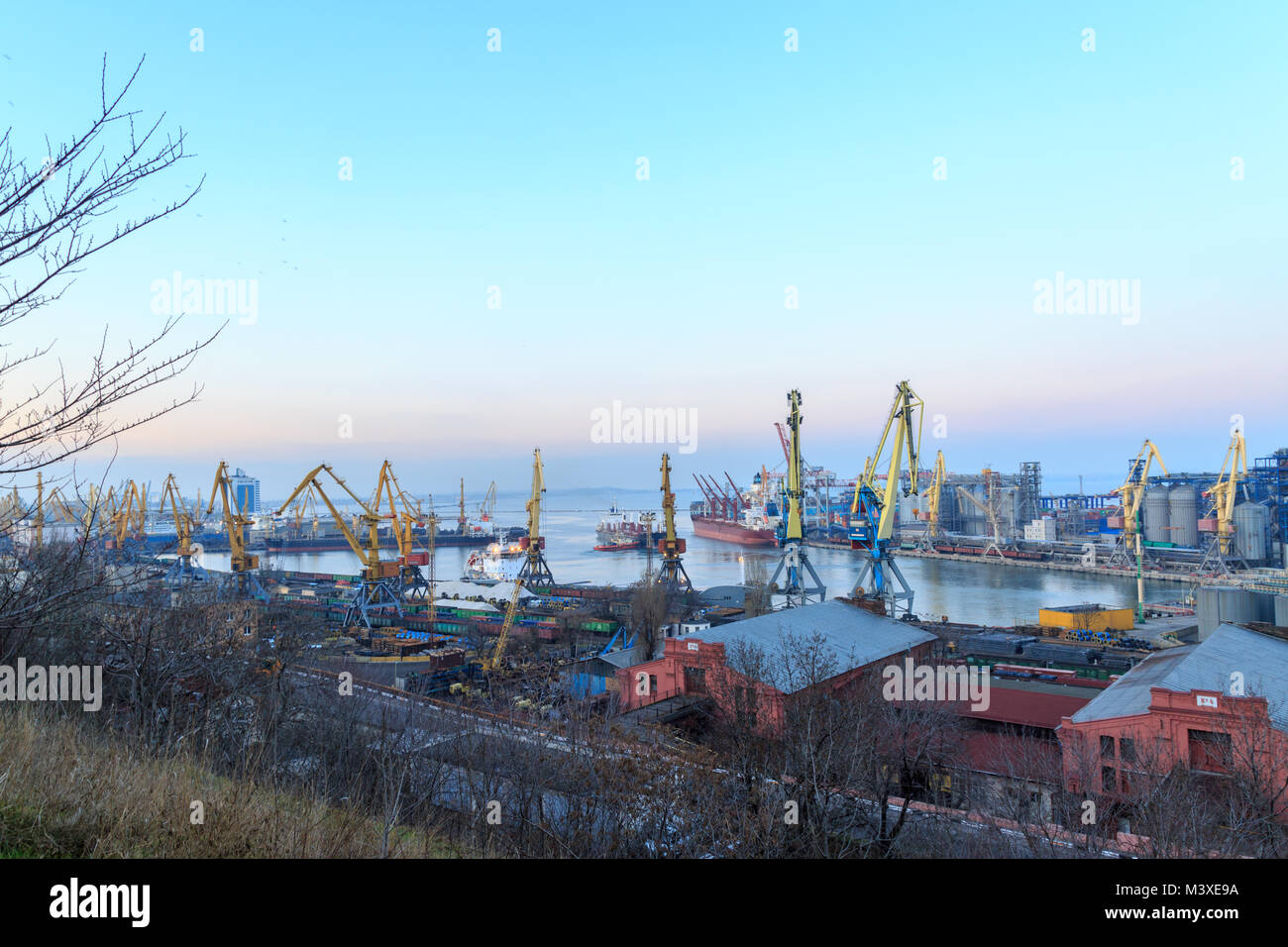 Odessa port during dawn time, Ukraine Stock Photo - Alamy