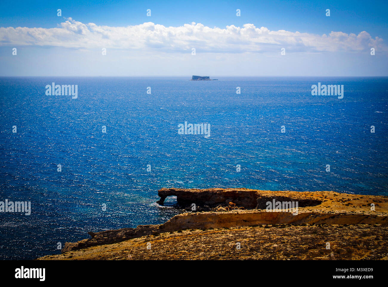 View of maltese coast from the Mnajdra temple complex and in the ...