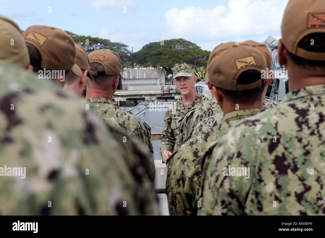 Commander, Task Force (CTF) 75, Capt. Bob Baughman speaks to Coastal ...
