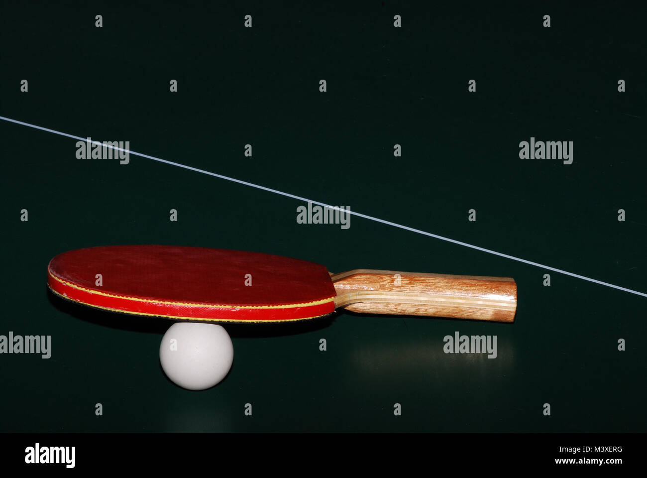 table tennis racket and ball grid large view diagonal on table tennis ...