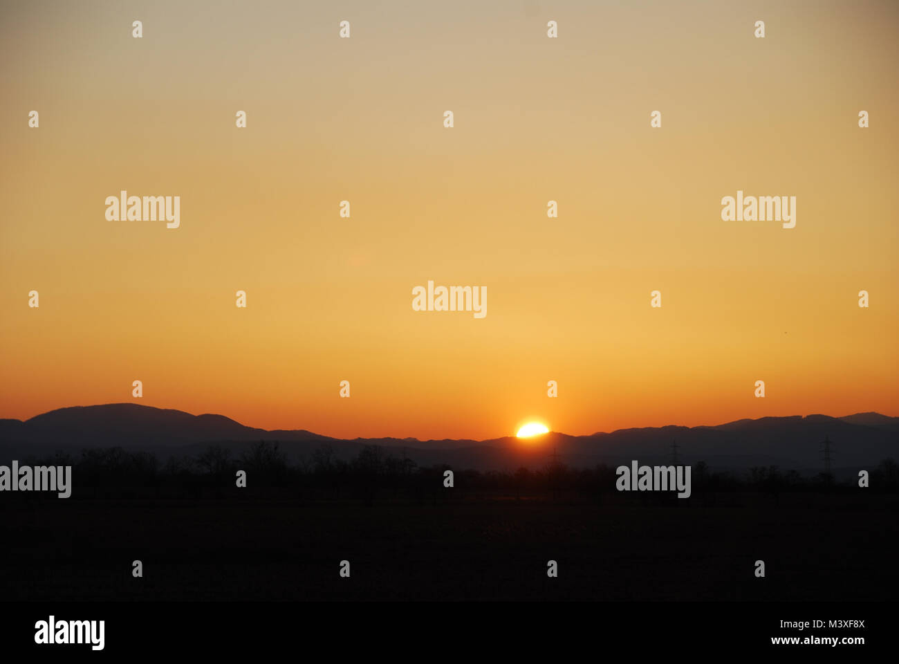 beautiful warm sunset in the mountains in summer Stock Photo - Alamy