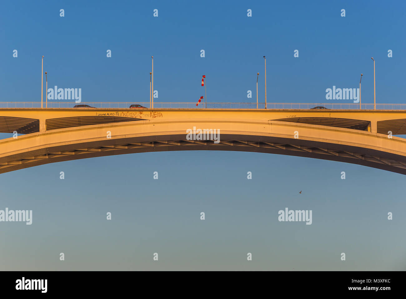 Close up on Arrabida Bridge over Douro River between Porto and Vila ...