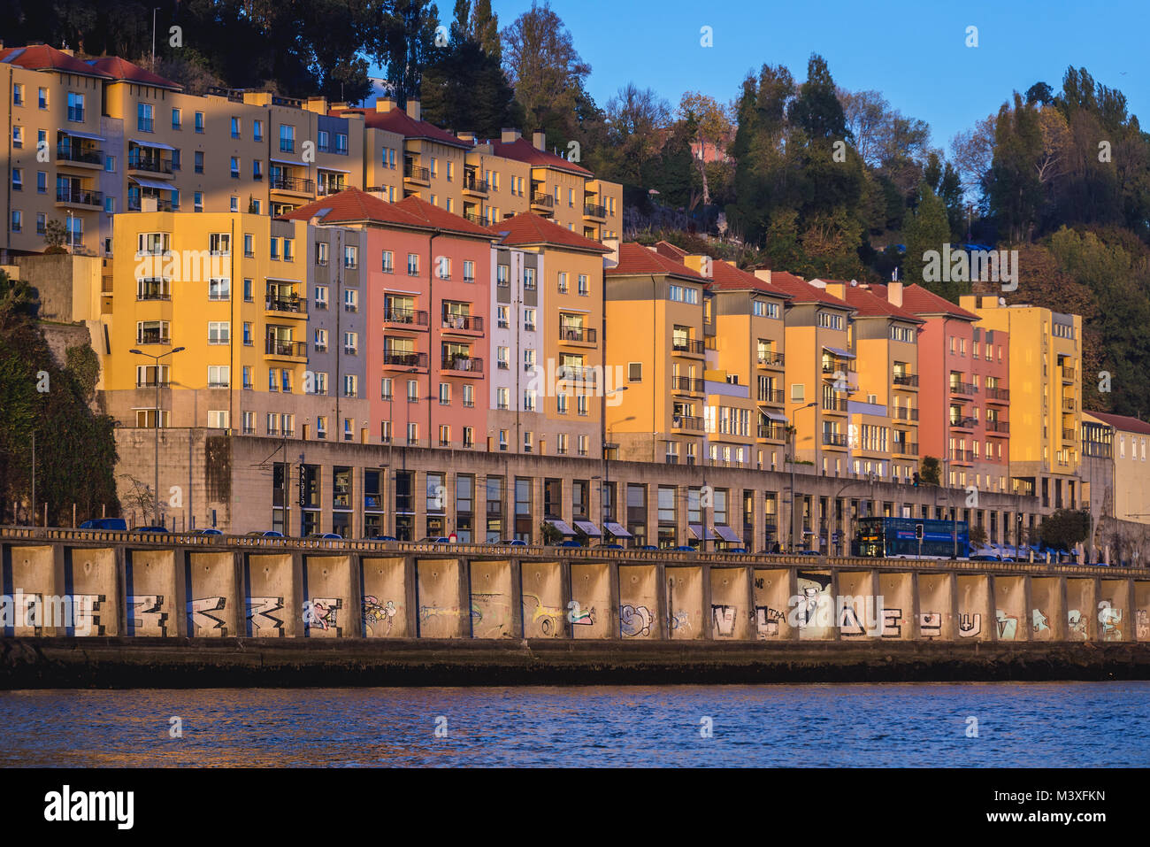 Residential building on the Douro River bank in Massarelos district of ...