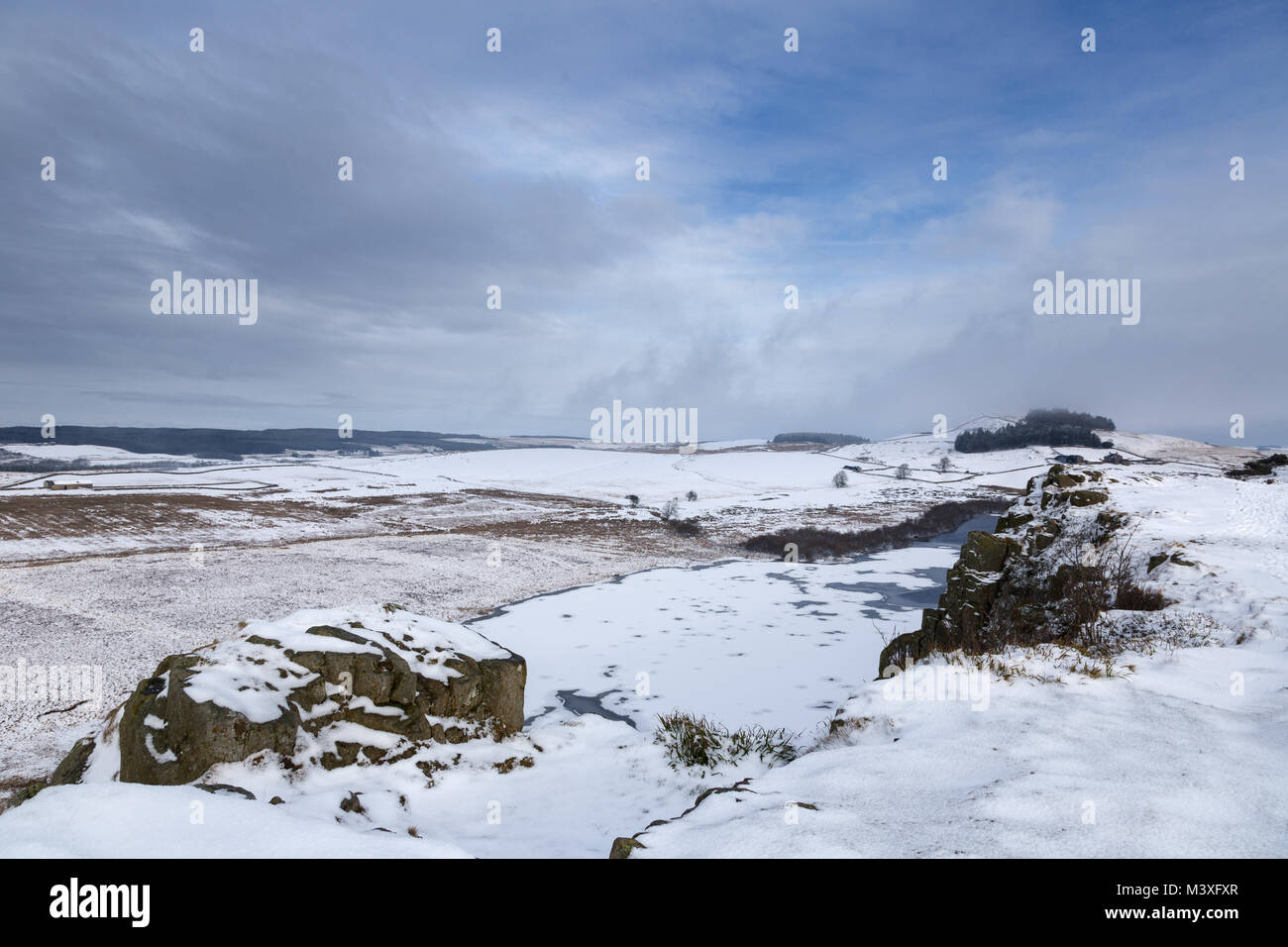 Hadrian's Wall: the view to the east from Highshield Crags, above Crag ...