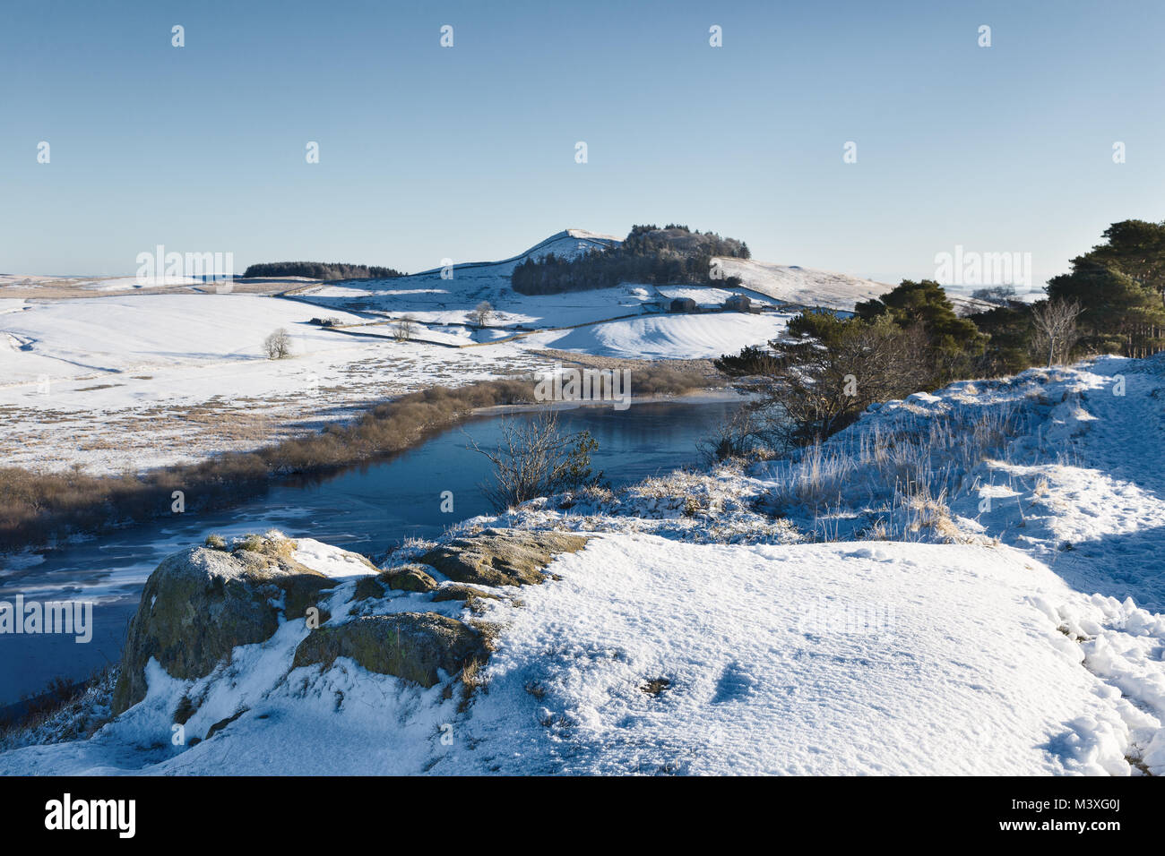Hadrian's Wall: the view to the east from Highshield Crags, above Crag ...
