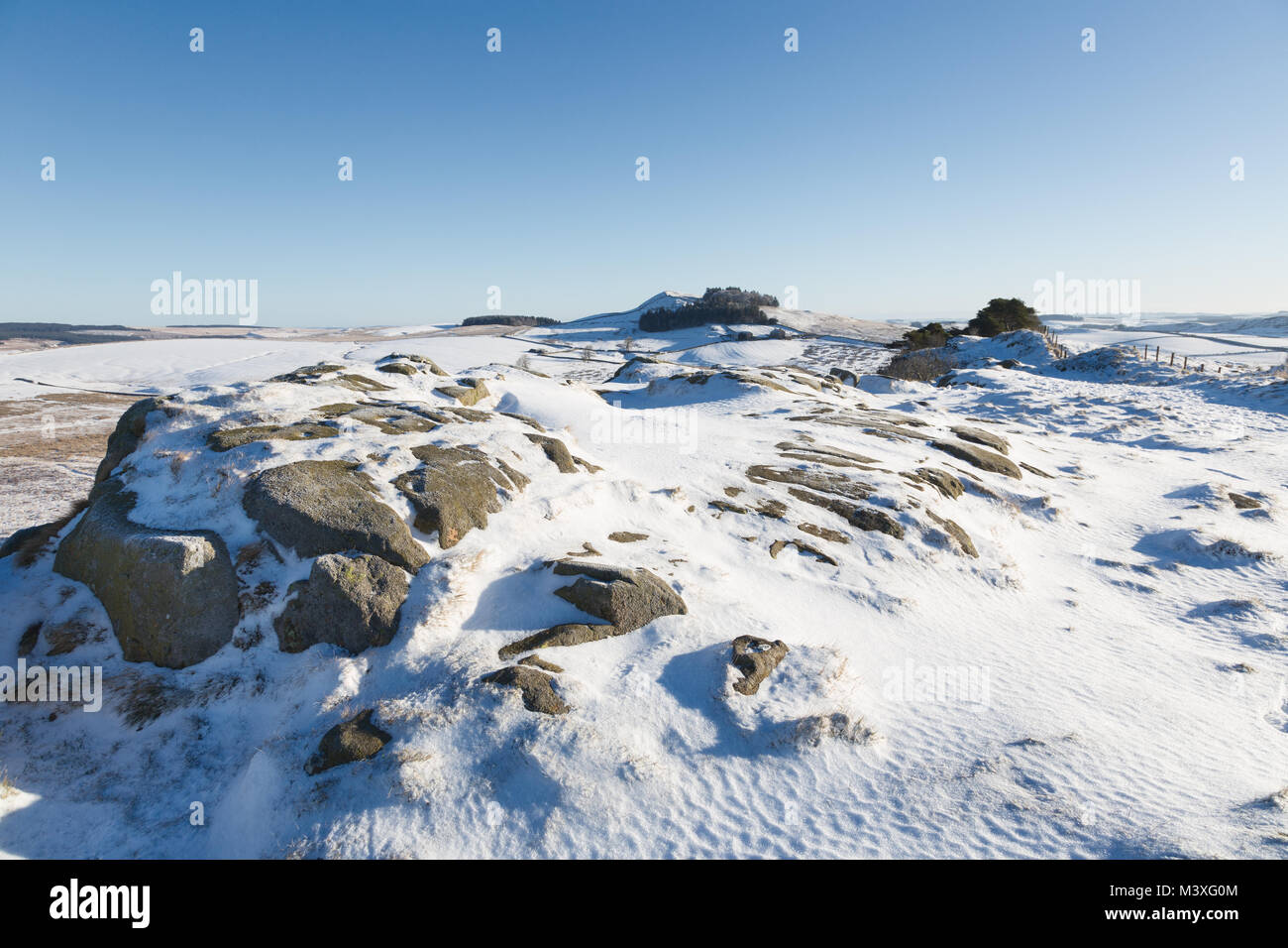 Hadrian's Wall: the view to the east from Highshield Crags, above Crag ...