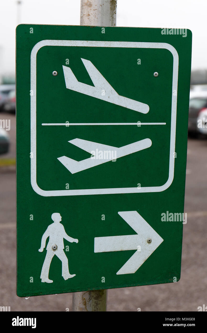 Close up of an airport terminal road sign Stock Photo - Alamy