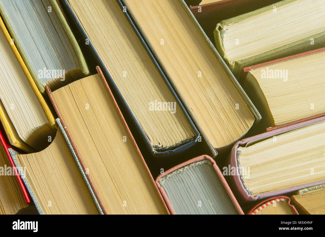 Many old books, top view, like background. The concept of education. A ...