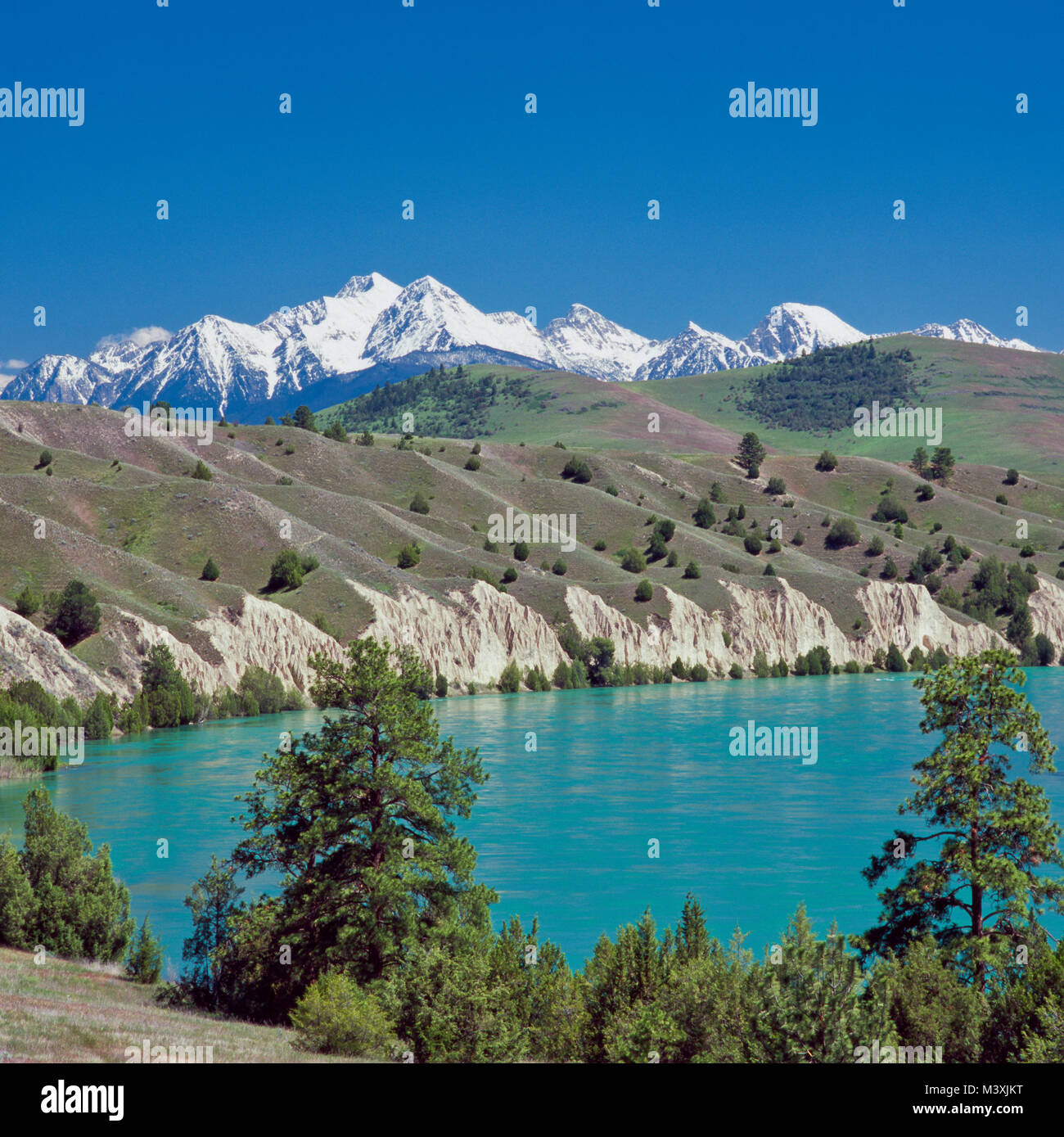 flathead river and mission mountains near ronan, montana Stock Photo ...
