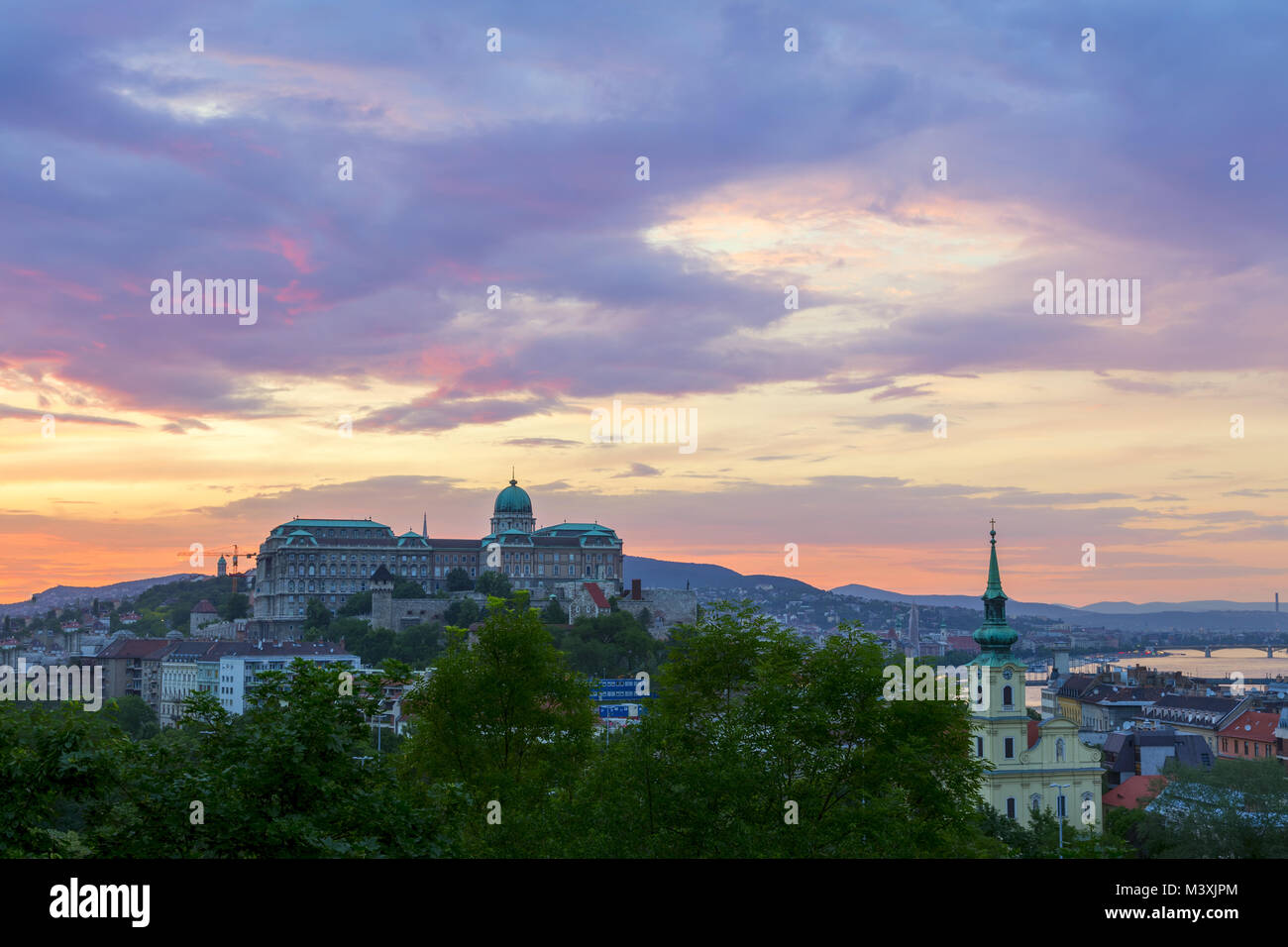Aerial view of Budapest Castle at Sunset, Hungary Stock Photo - Alamy