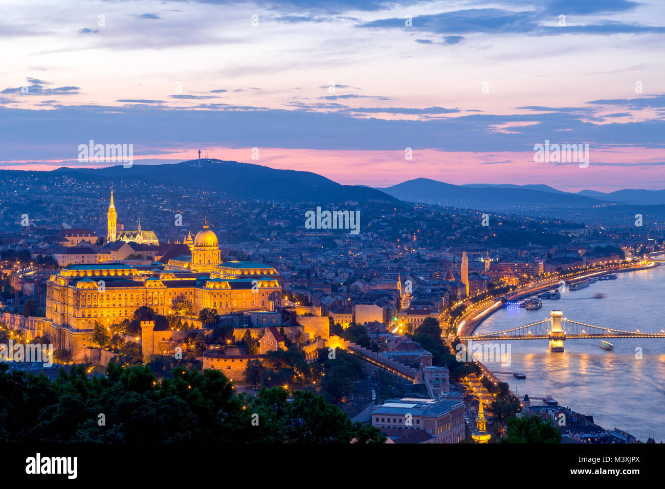 Aerial view of Budapest Castle at Sunset, Hungary Stock Photo - Alamy