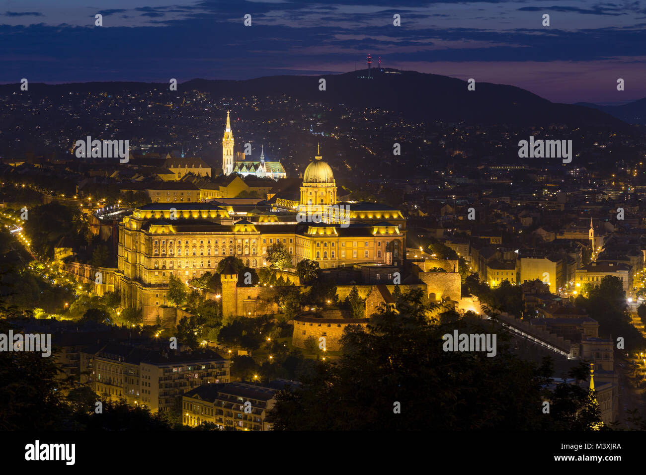 Aerial view of Budapest Castle at Sunset, Hungary Stock Photo - Alamy