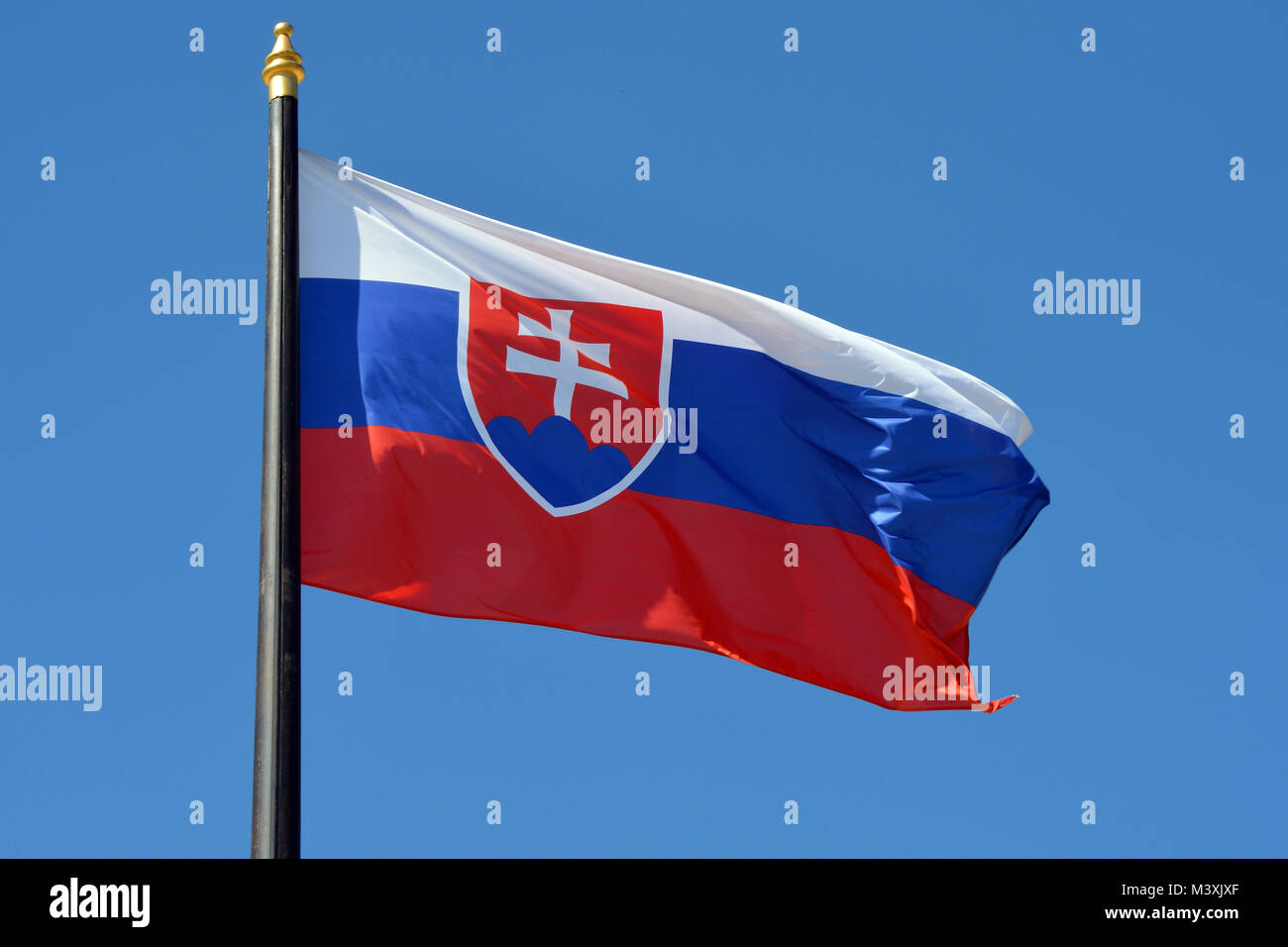 Slovak national flag before the Grassalkovich Palace in Bratislava ...