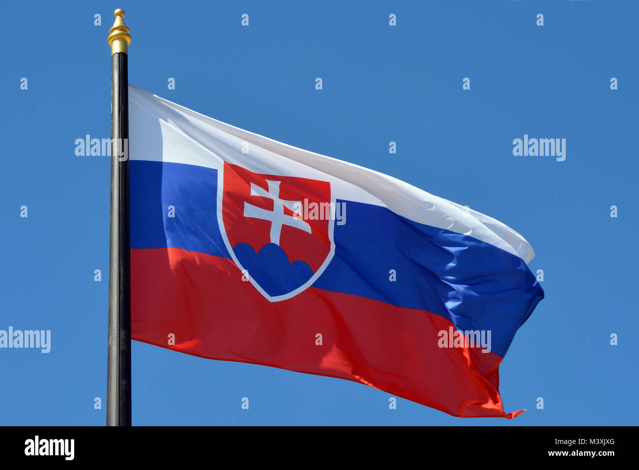 Slovak national flag before the Grassalkovich Palace in Bratislava ...