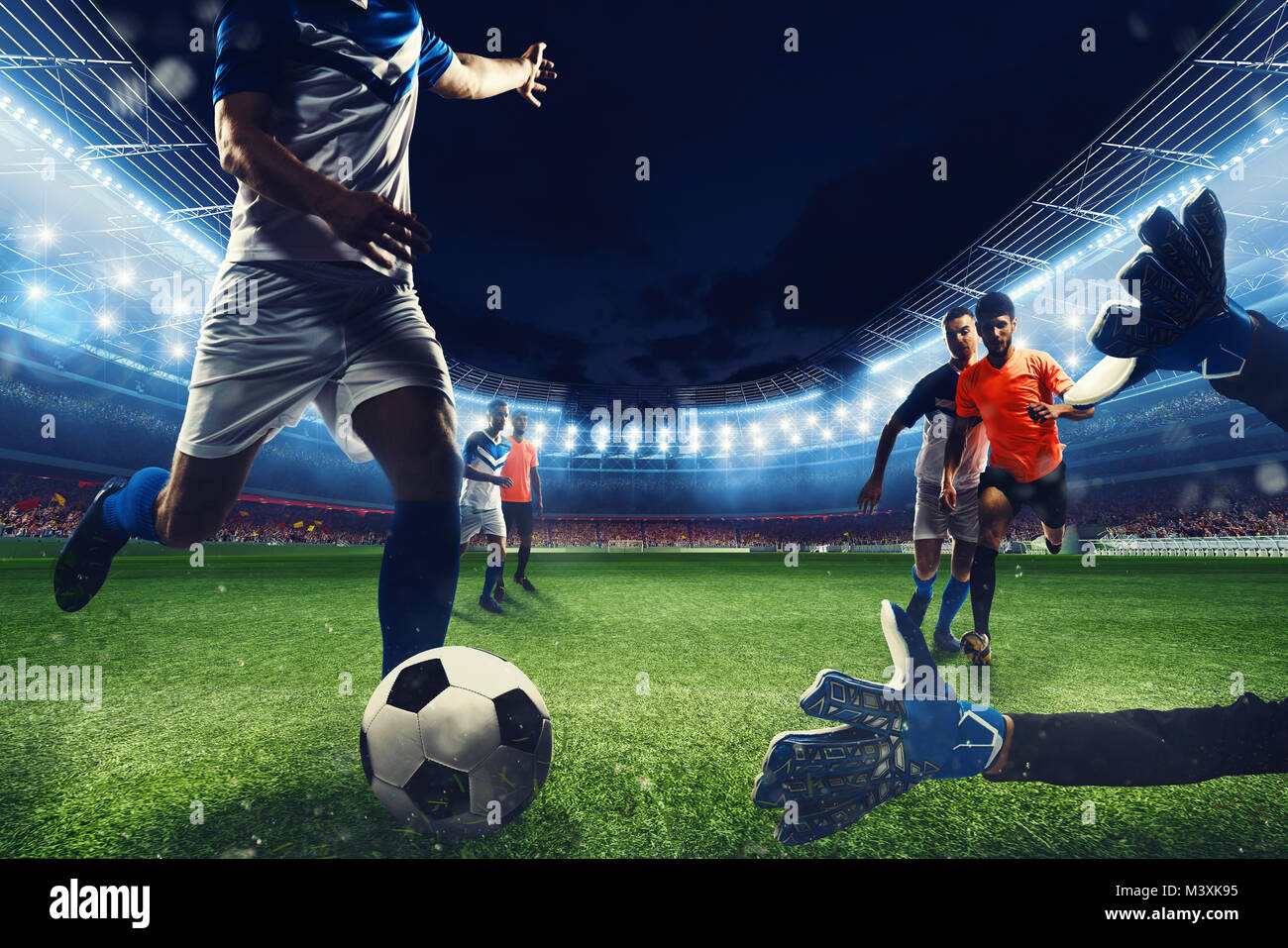 Football team goal stadium hi-res stock photography and images - Alamy