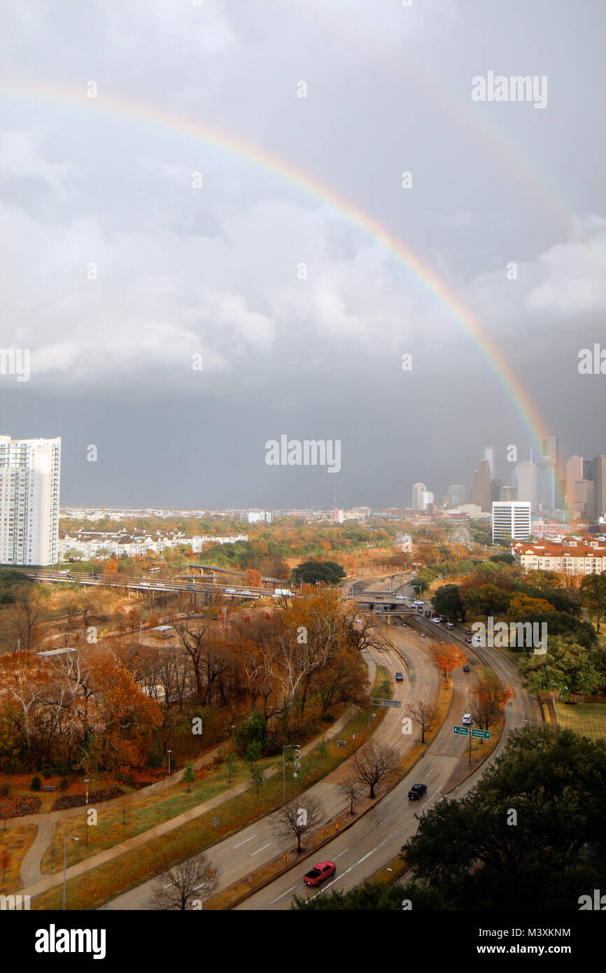 Rainbow over downtown Houston Stock Photo - Alamy