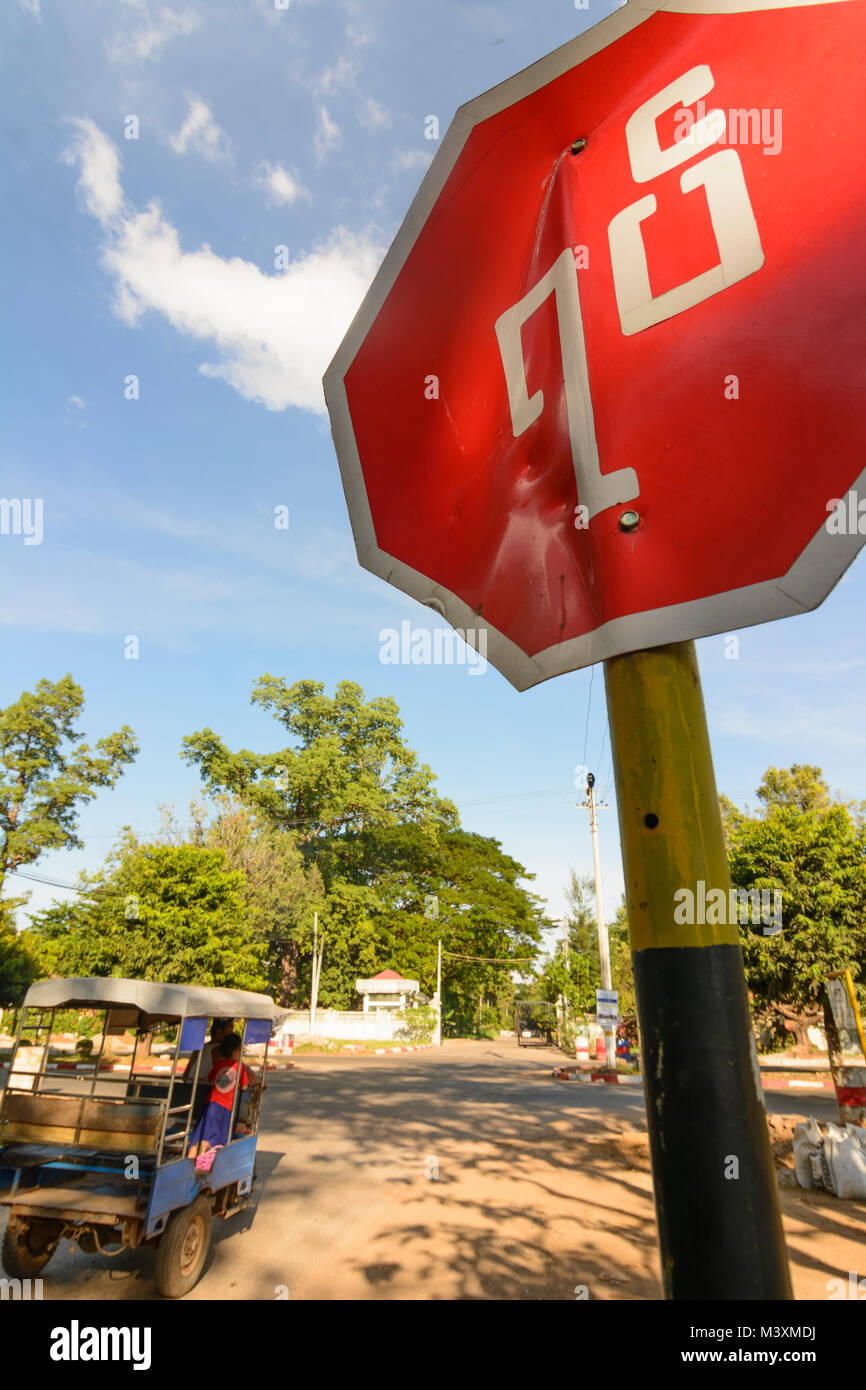 Hpa-An: stop traffic sign, , Kayin (Karen) State, Myanmar (Burma Stock ...