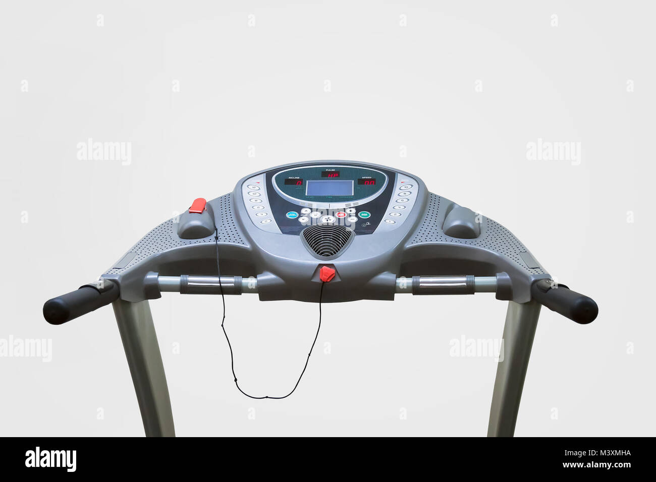 An exercise treadmill on a plain background. Isolated on white ...