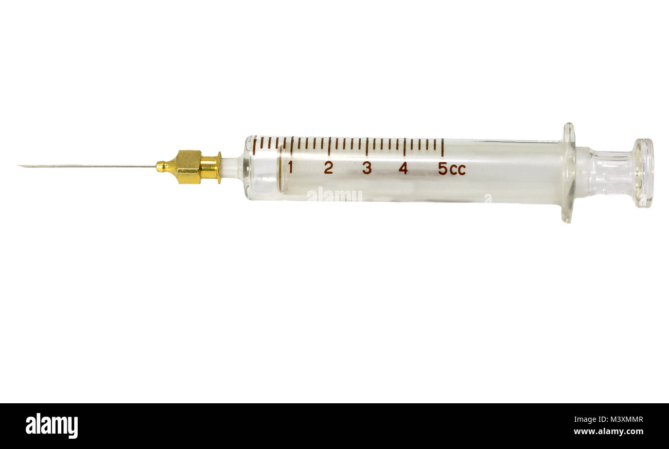 retro medical glass syringe with stainless steel needle Stock Photo - Alamy