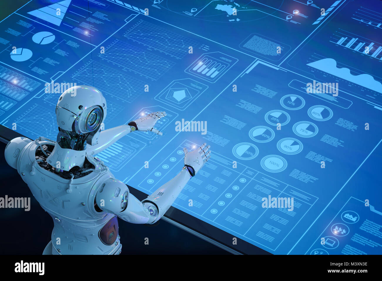 3d rendering humanoid robot with digital graphic display Stock Photo ...