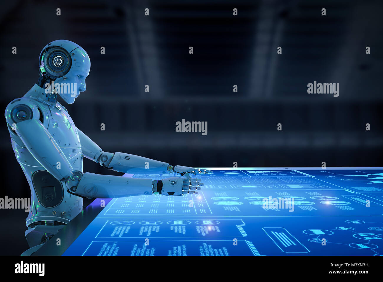 3d rendering humanoid robot with digital graphic display Stock Photo - Alamy