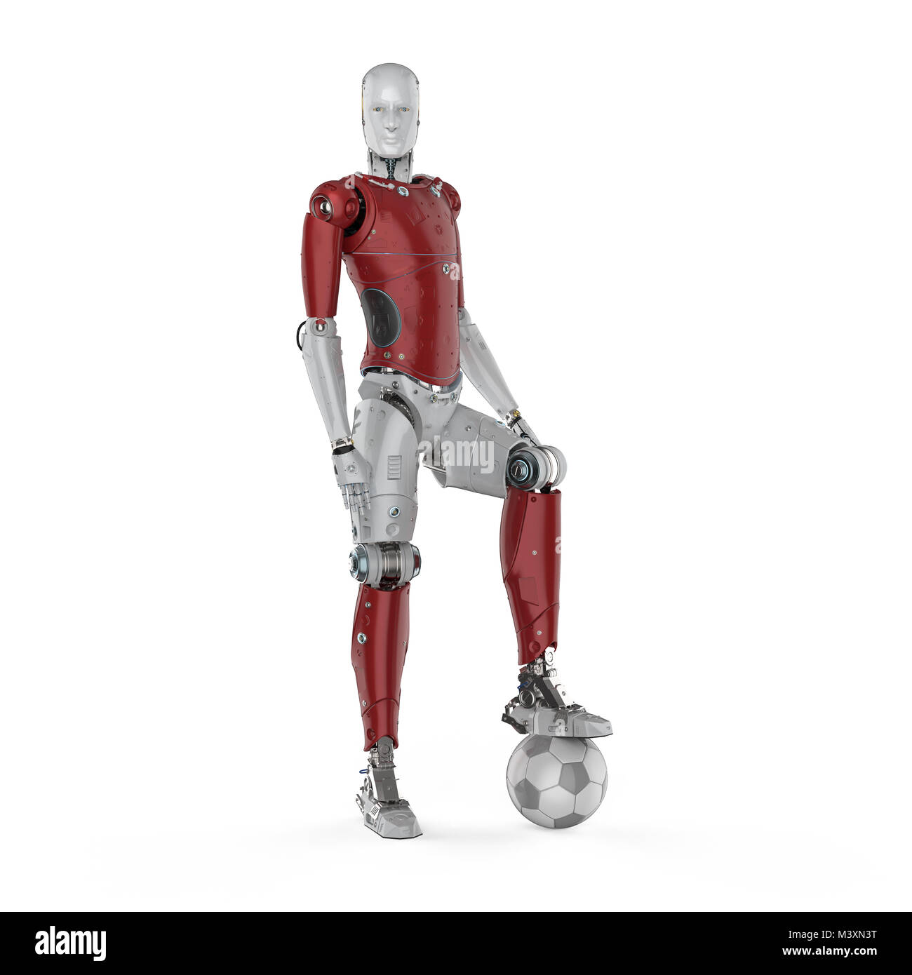 3d rendering humanoid robot with soccer ball Stock Photo - Alamy