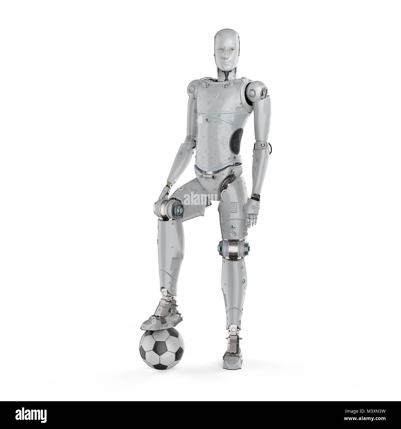 3d rendering humanoid robot with soccer ball Stock Photo - Alamy
