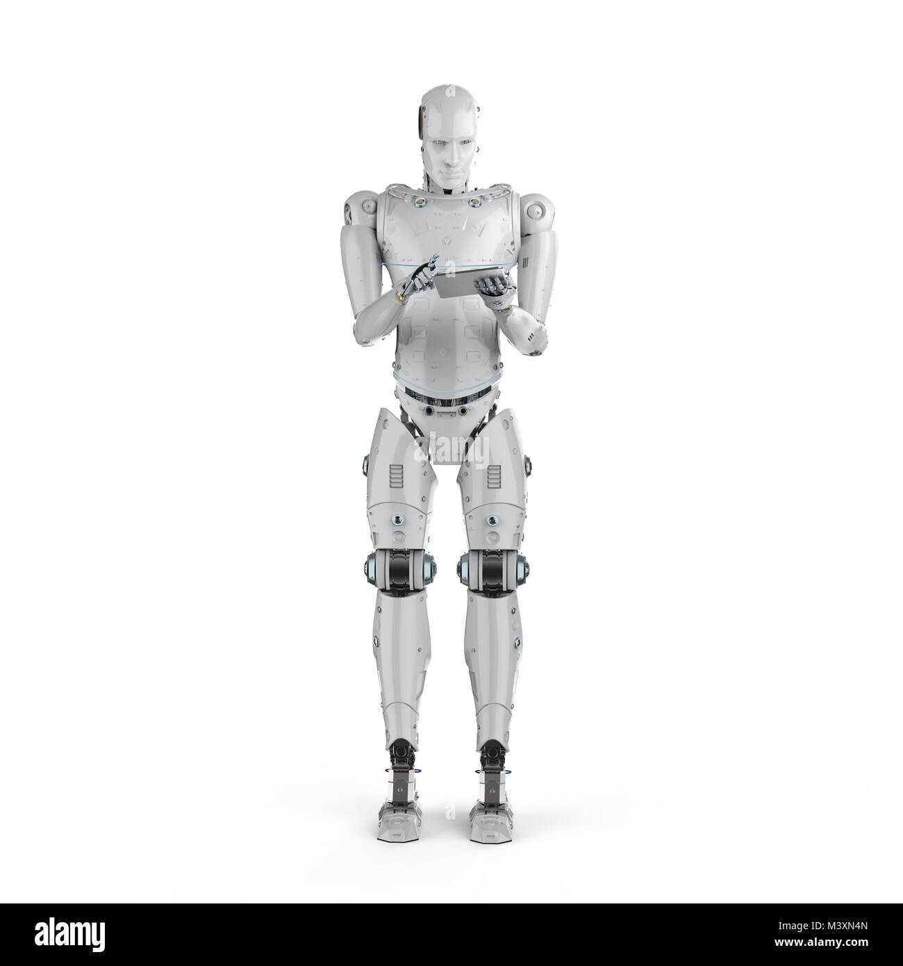 3d rendering humanoid robot working with digital tablet Stock Photo - Alamy