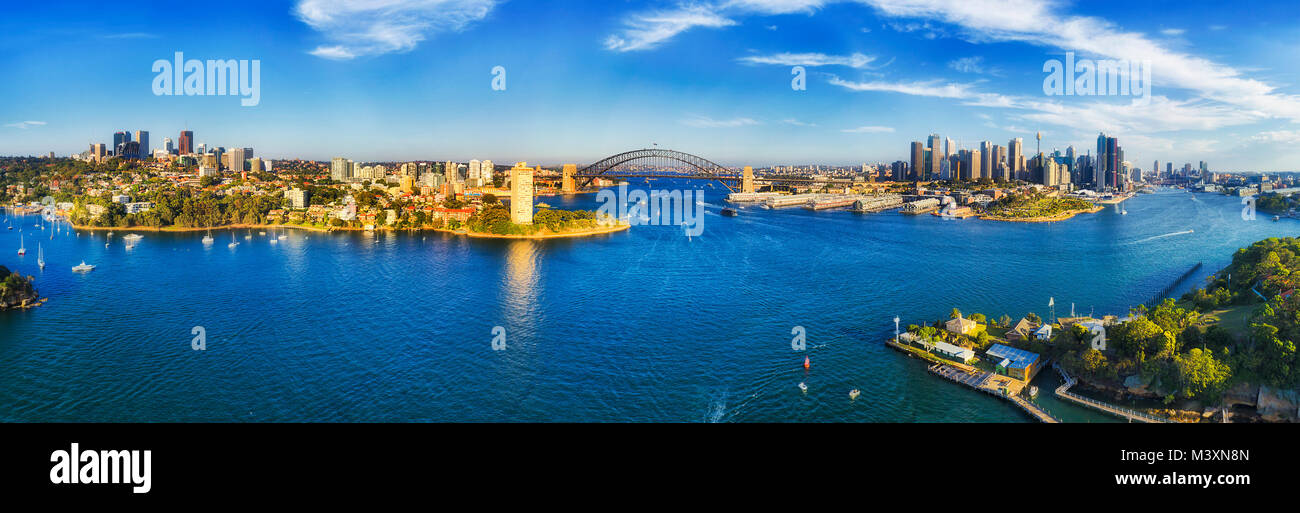 Wide cityscape panorama of Sydney city CBD landmarks around Sydney ...