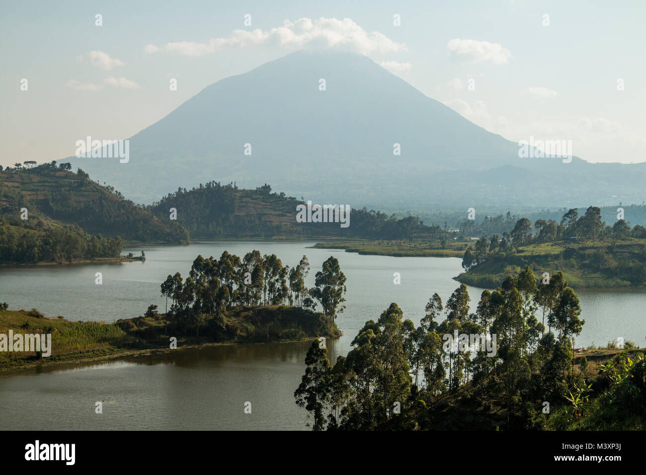 Volcano and lake in Uganda Stock Photo - Alamy