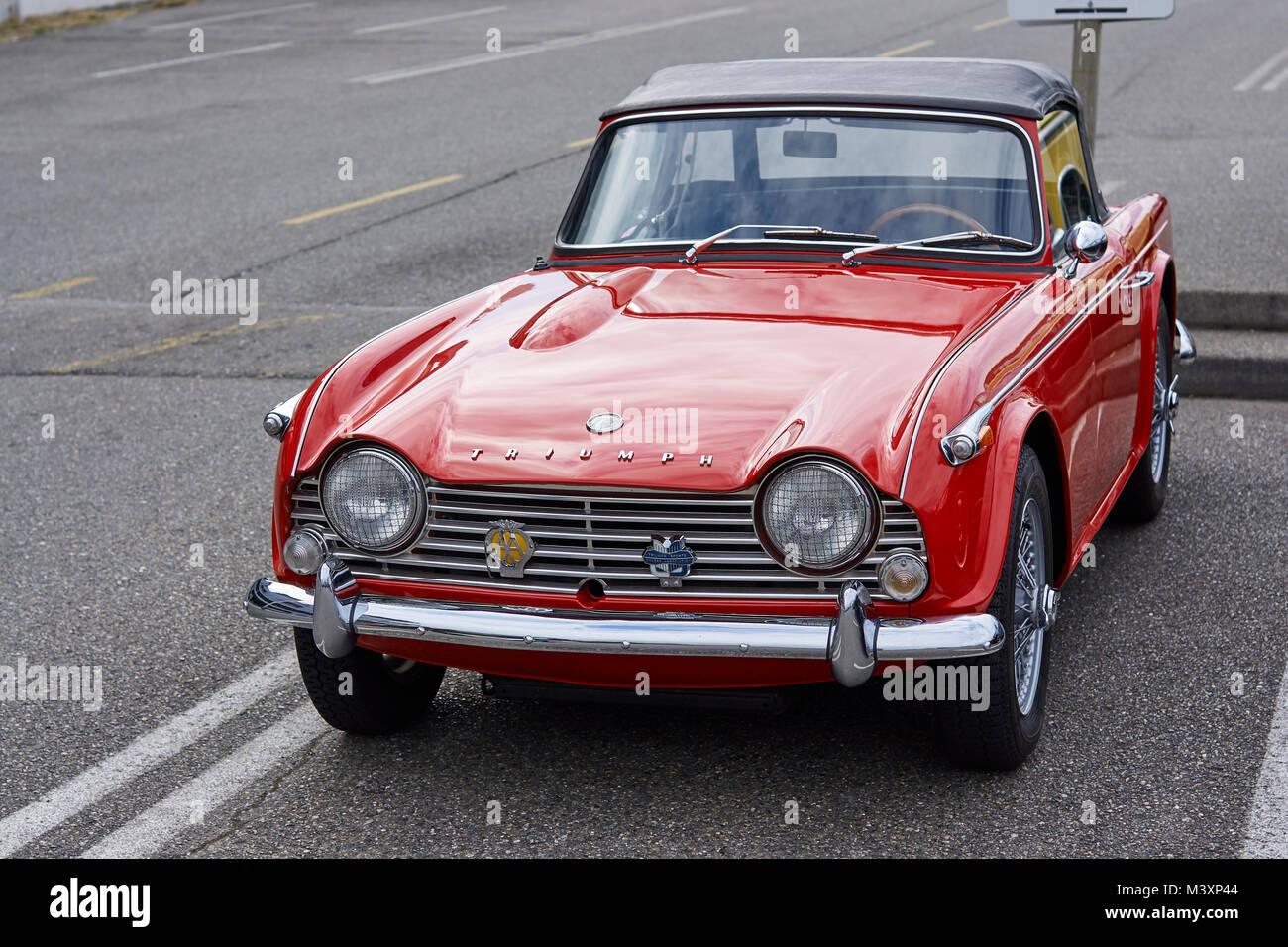 Red Triumph TR 4 sports car Stock Photo - Alamy