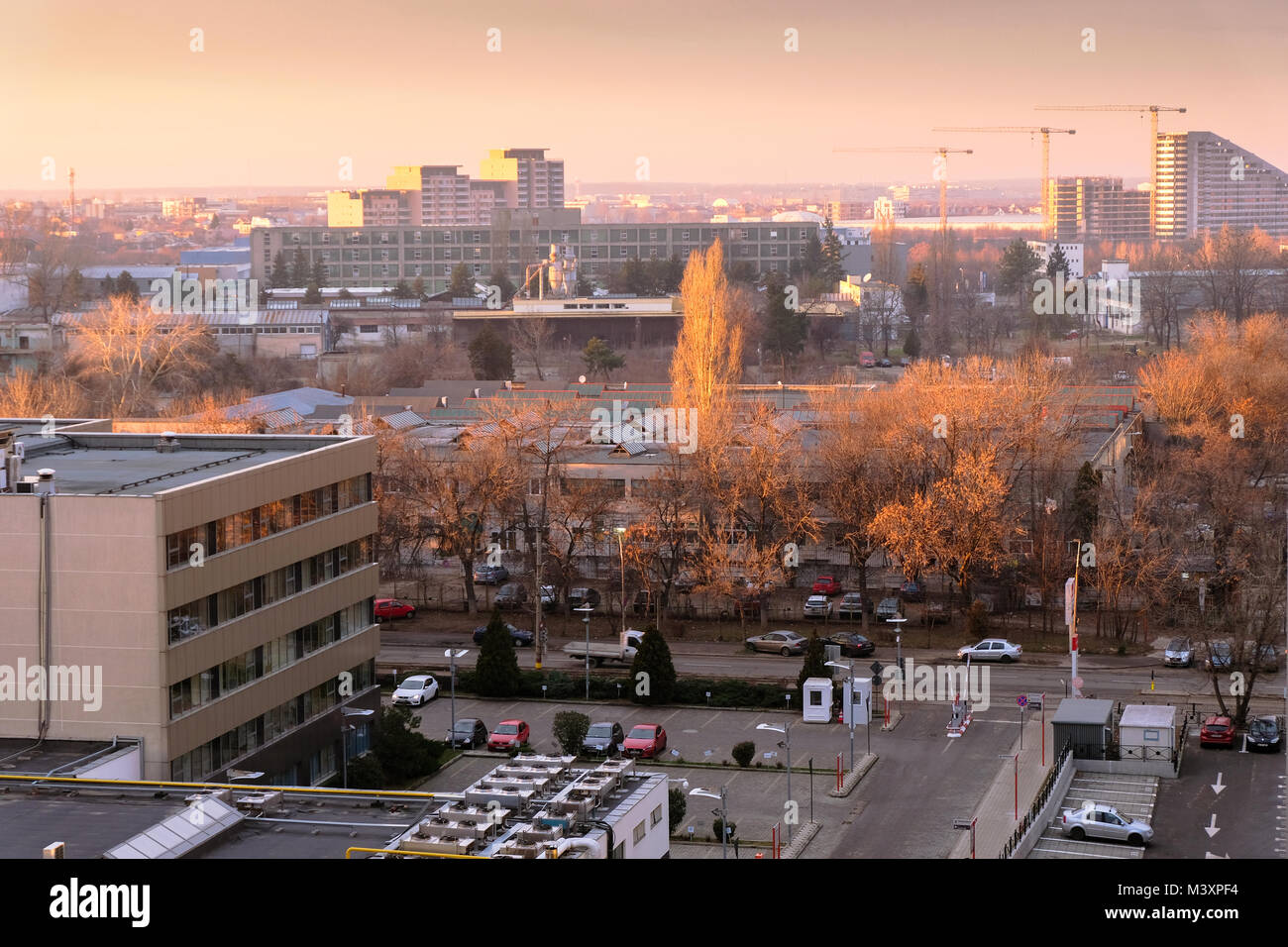 Bucharest, ROMANIA - December 29, 2017: Aerial view over Pipera ...