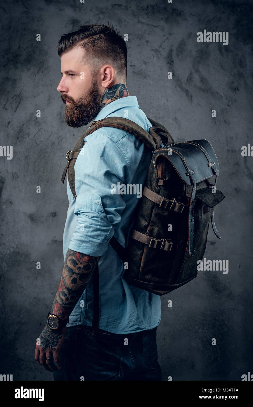 Bearded tattooed man in the studio Stock Photo - Alamy