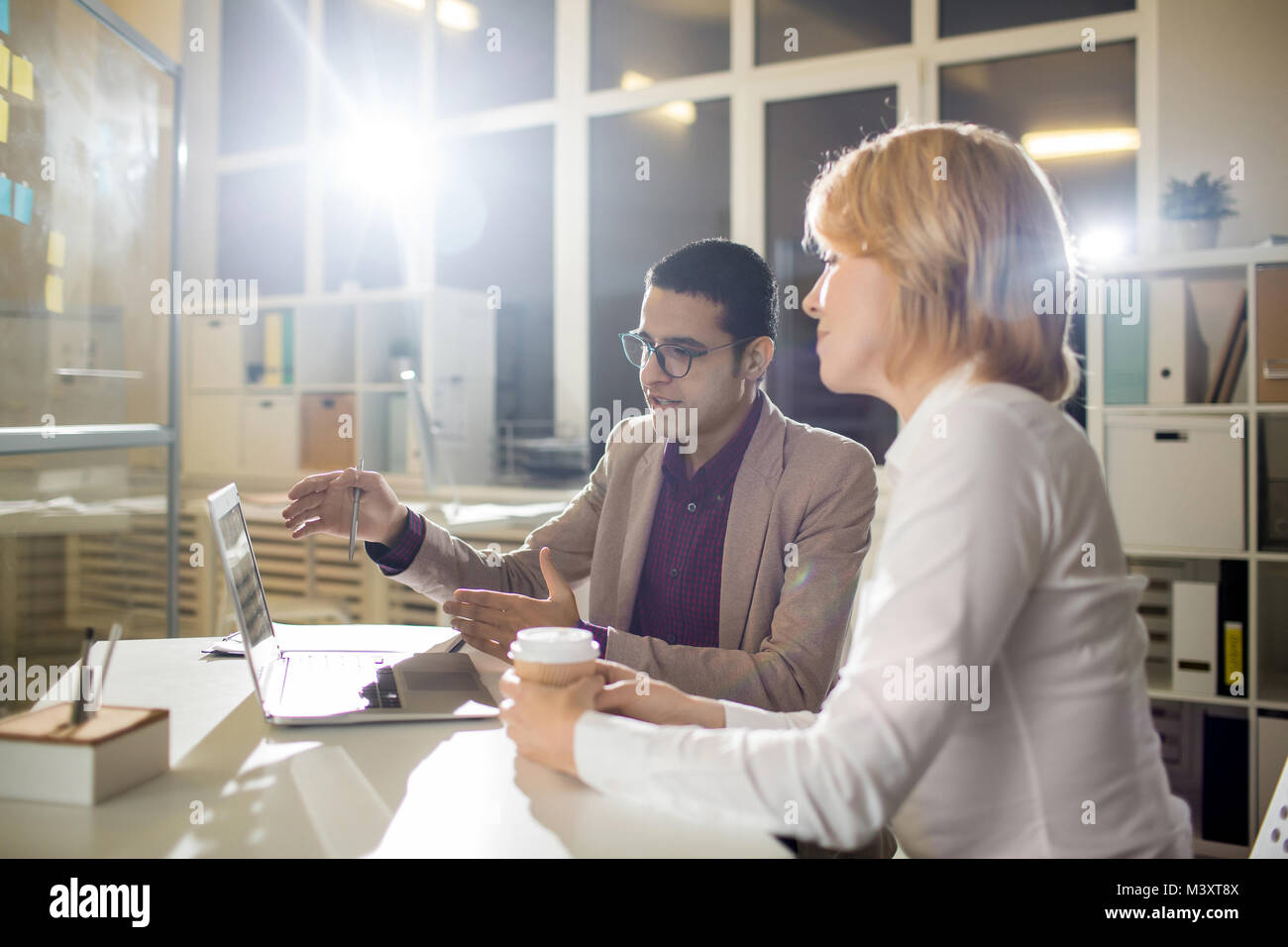 Explaining points of project Stock Photo - Alamy