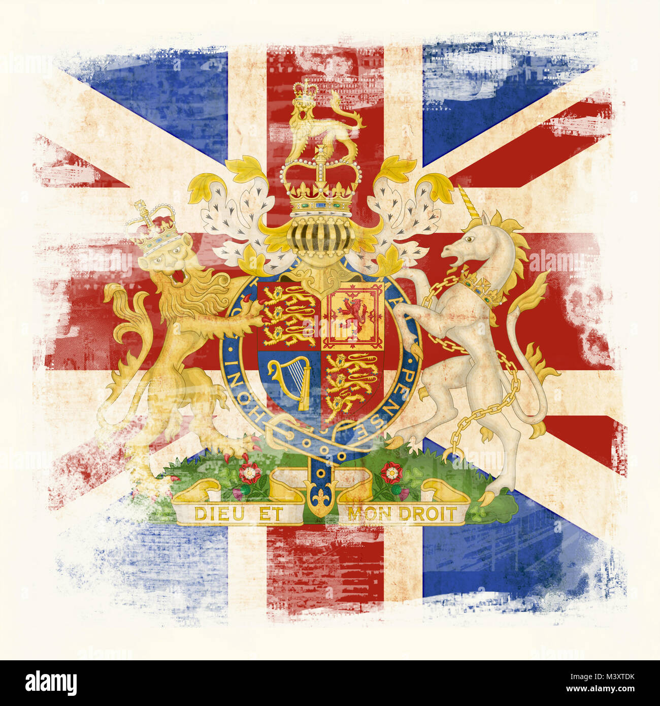 National Flag of Great Britain created in grunge style Stock Photo - Alamy