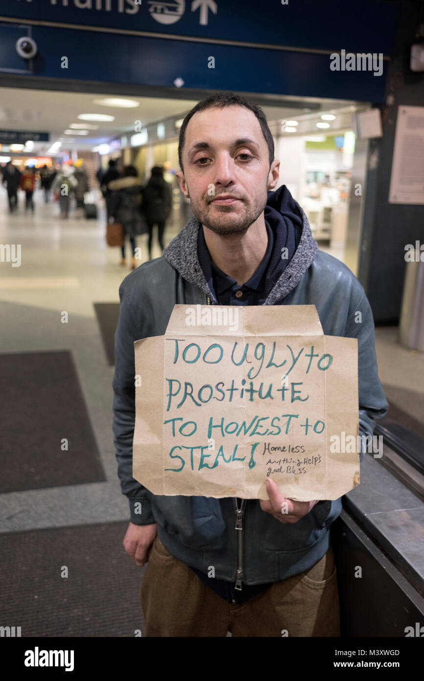 A Homeless Man Soliciting Money In Penn Station Claiming To Be Too Ugly To Prostitute And Too
