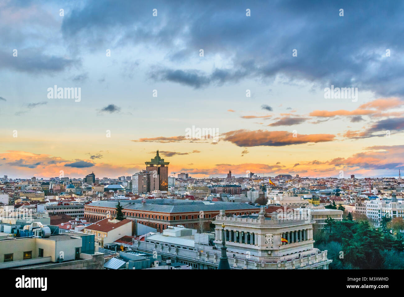 Aerial view of madrid city from fine arts circle viewpoint bar Stock ...