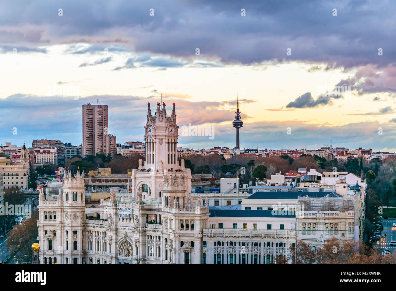 Aerial view of madrid city from fine arts circle viewpoint bar Stock ...