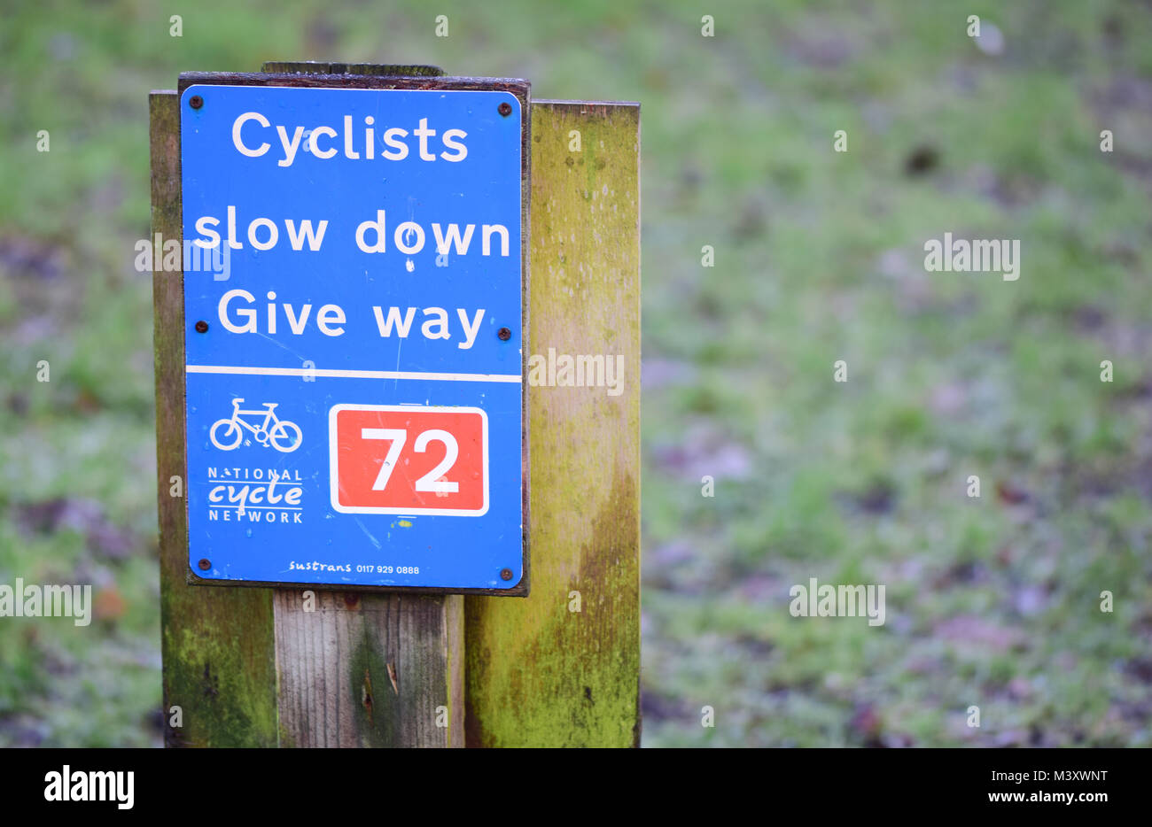 Cyclists Slow Down and Give Way sign on the National Cycle Network ...