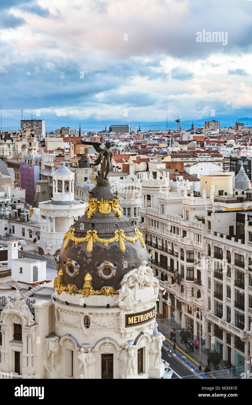 MADRID, SPAIN, DECEMBER - 2017 - Aerial view of madrid city from fine ...